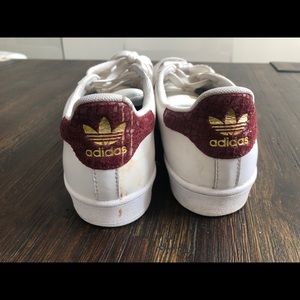 adidas | Shoes | Adidas Superstar White Maroon Snakeskin Women | Poshmark